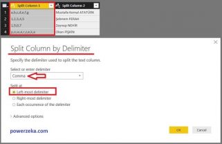 Split Column in Power BI (Sütunu Böl/Ayır) - powerzeka.com